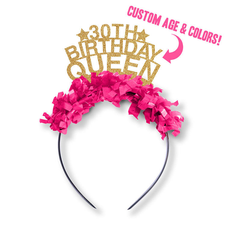 Custom Age "Birthday Queen" Custom Party Crown Headband – Festive Gal